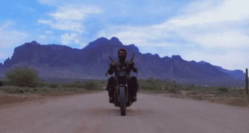 Гифка "Explosion, Motorcycle, Raising arizona, Driving, Highway ...