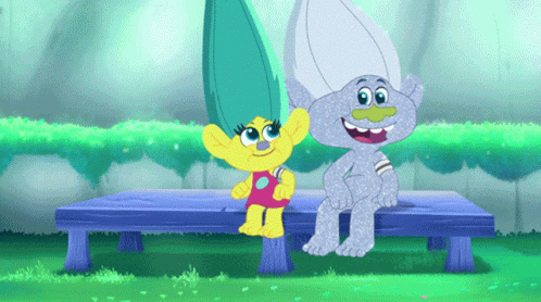 Гифка "Laughing, Guy diamond, Smidge, Trolls the beat goes on, Trolls ...