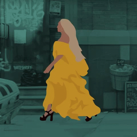 Гифка "Walking, Beyonce, Yellow dress, Lemonade, Diva", лучшая gif ...