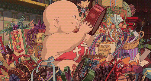 Гифка Унесенные призраками Ребенок Малыш Ест Подойди Нене Биби Бебе Эссен Ешь Ем