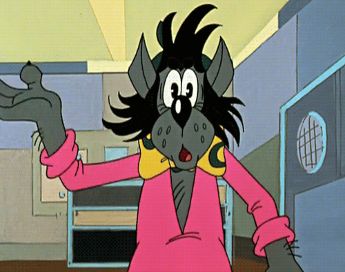 Гифка "Волк, Soyuzmultfilm, Ретро, Ну погоди, Just you wait, Музыка ...